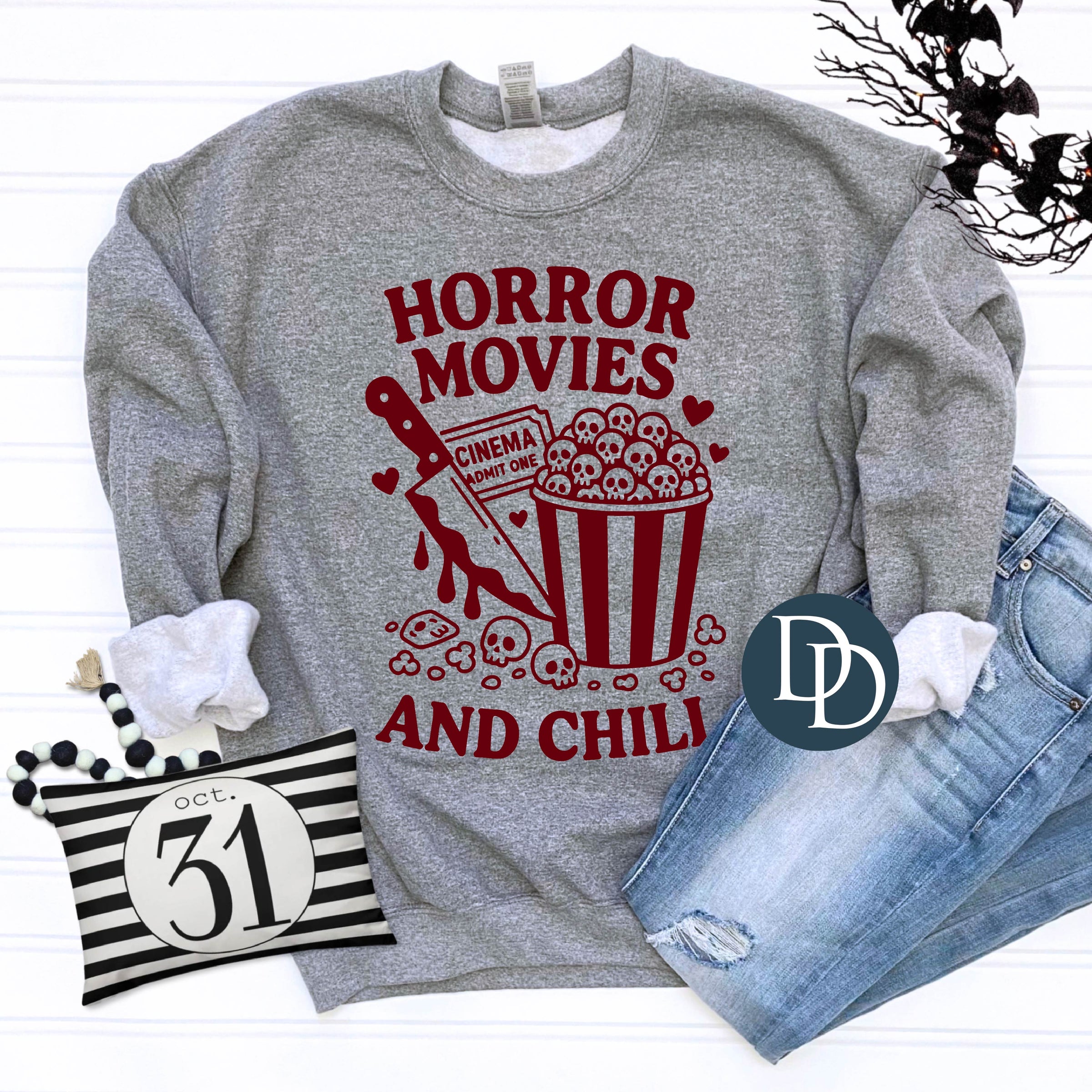 OVERSIZED Horror Movies And Chill Popcorn *DTF Transfer* – Dapper Designs